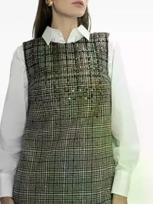 Brunello Cucinelli Sequin-embellished Check-pattern Dress