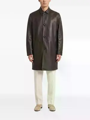 Kiton Single-breasted Leather Coat