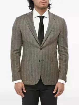 Corneliani Herringbone Single-breasted Blazer - Brown