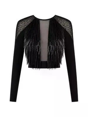 GEMY MAALOUF Fringe-detail Mesh-panel Top