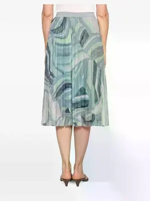 BETTY BARCLAY Abstract Print Pleated Midi Skirt