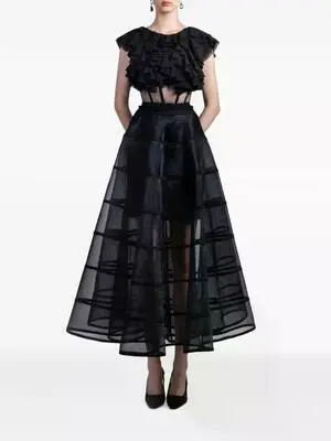 GEMY MAALOUF Sheer-panelled Midi Skirt