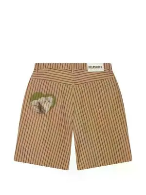 PLEASURES Cat-print Striped Shorts