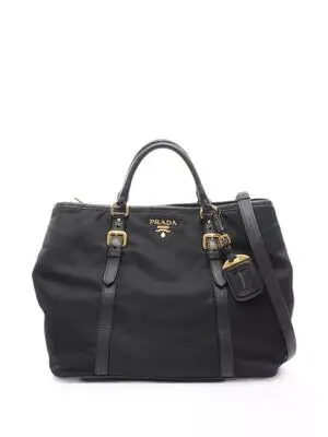 Prada 2000s Buckled Tote Bag - Black