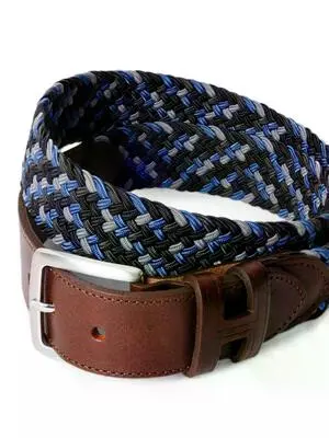 HACKETT LONDON Braided Calf Leather-trim Belt