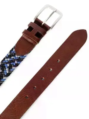 HACKETT LONDON Braided Calf Leather-trim Belt