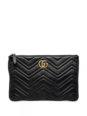 Gucci 2016-2026 Gg Marmont Matelasse Leather Clutch Bag - Black