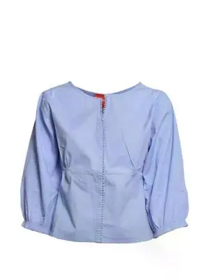 MERCI Bobble-trim Elasticated-waist Blouse - Blue