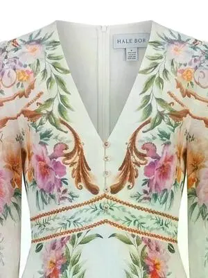 Hale Bob Frida Floral Print Silk Organza Dress - Neutrals