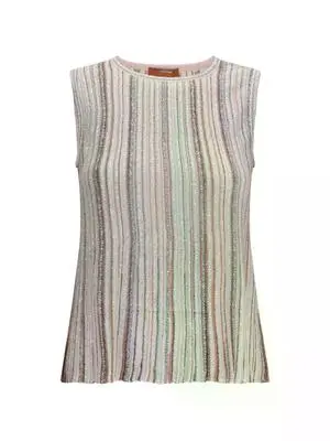Missoni Sleeveless Ribbed Top With Sequins - Neutrals