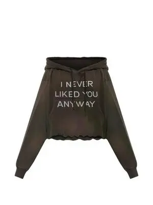R13 Slogan-print Cropped Hoodie - Green
