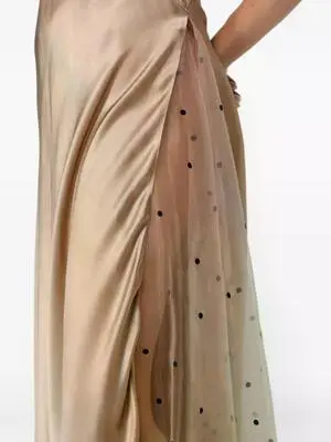 CRIDA MILANO Elba Polka-dot Panel Maxi Dress