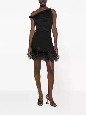 P.a.r.o.s.h Feather-trim A-line Skirt