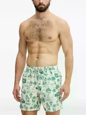 MC2 SAINT BARTH Gustavia Safari-print Drawstring Swim Shorts - White