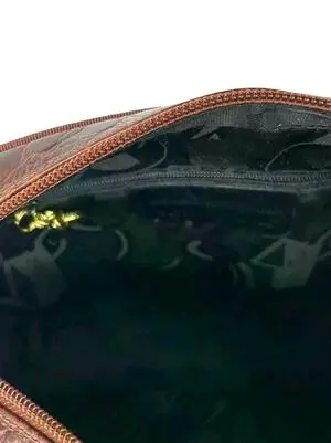 FERRAGAMO 1980-1990 Croc Embossed Leather Vara Crossbody Bag