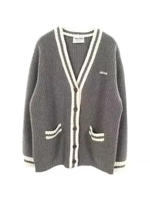 Miu Miu 2010s Logo Rib-knit Cardigan