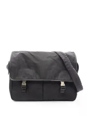 Prada 2000s Saffiano Leather Messenger Bag - Black