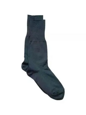 YAHAE Organic Cotton Ribbed Crew Socks - Blue