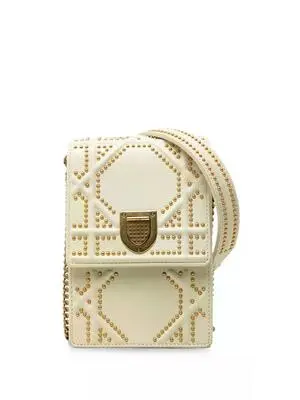Dior 2017 Studded Lambskin Vertical Diorama Crossbody Bag - Neutrals