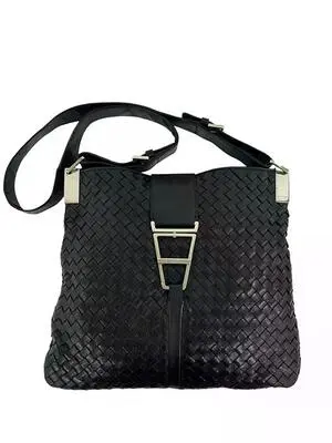Bottega Veneta 2000-2015 Nappa Intrecciato Shoulder Bag - Black
