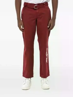 Off-White Belted Logo-print Trousers - Red