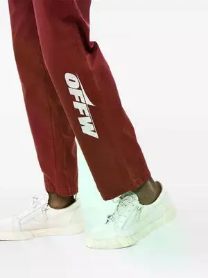 Off-White Belted Logo Print Trousers