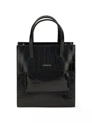 HIDESINS Pocket Croc-effect Tote Bag - Black