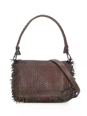 REPTILE'S HOUSE Anfora Braided Fringed Tote Bag - Red