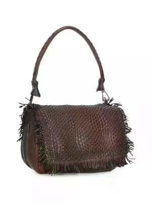 REPTILE'S HOUSE Anfora Braided Fringed Tote Bag - Red