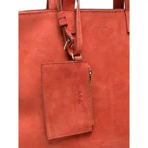 A.p.c. Suede Tote Bag With Detachable Pouch - Orange