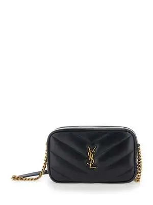 Saint Laurent Black Crossbody Bag 'daytona' With Chain Strap And Cassandre Plaque On The Front In Leather For - Multicolor