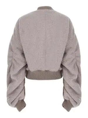 Rick Owens Faded Pink Wool Bomber Jacket With Ruched Sleeves - Multicolor