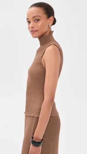 Lioness Sleeveless Mock Neck Top - Cocoa