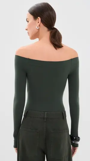 Commando Ballet Off Shoulder Thong Bodysuit With Thumbholes
