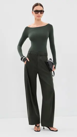 Commando Ballet Off Shoulder Thong Bodysuit With Thumbholes