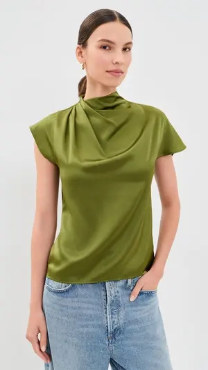 Staud Davina Silk Top - Pear
