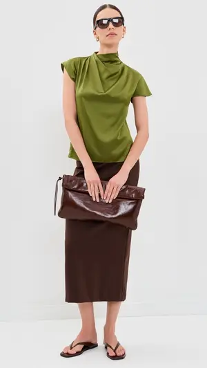 Staud Davina Silk Top - Pear