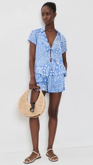 VITAMIN A Botanical Print Silky Weave Shorts