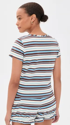 Posse Nadine Tee Striped Cotton Crewneck T-shirt