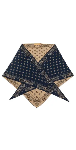 Guest In Residence The Wild Rag Triangle Scarf - Navy/camel