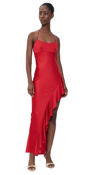 Alice + Olivia Palma Ruffle Slip Dress - Hibiscus