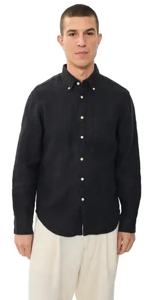 ALEX CRANE Linen Playa Button Down Shirt - Night