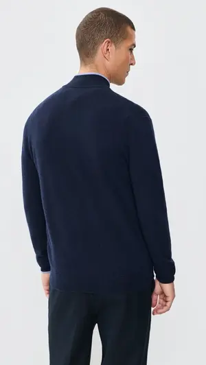Greyson Cashmere Blend Quarter Zip Sweater - Maltese Blue