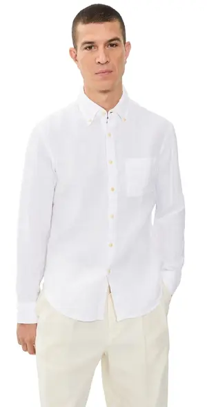 ALEX CRANE Linen Playa Button Down Shirt - Snow