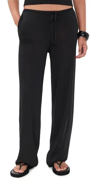 Lioness Femme Metallic Knit Wide Leg Trousers - Noir