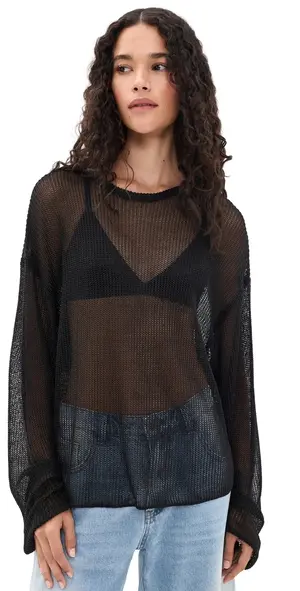 Lioness Bloom Long Sleeve Sweater - Noir