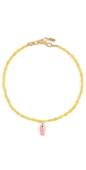 LOGAN TAY Beaded Fish Pendant Necklace - Yellow