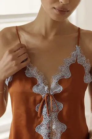 LYREBIRD Silken Lace Trim Flyaway Tank Top