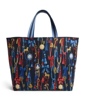 Harrods Large Tassel Tote Bag - Navy