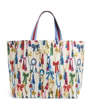 Harrods Large Tassel Tote Bag Ivory